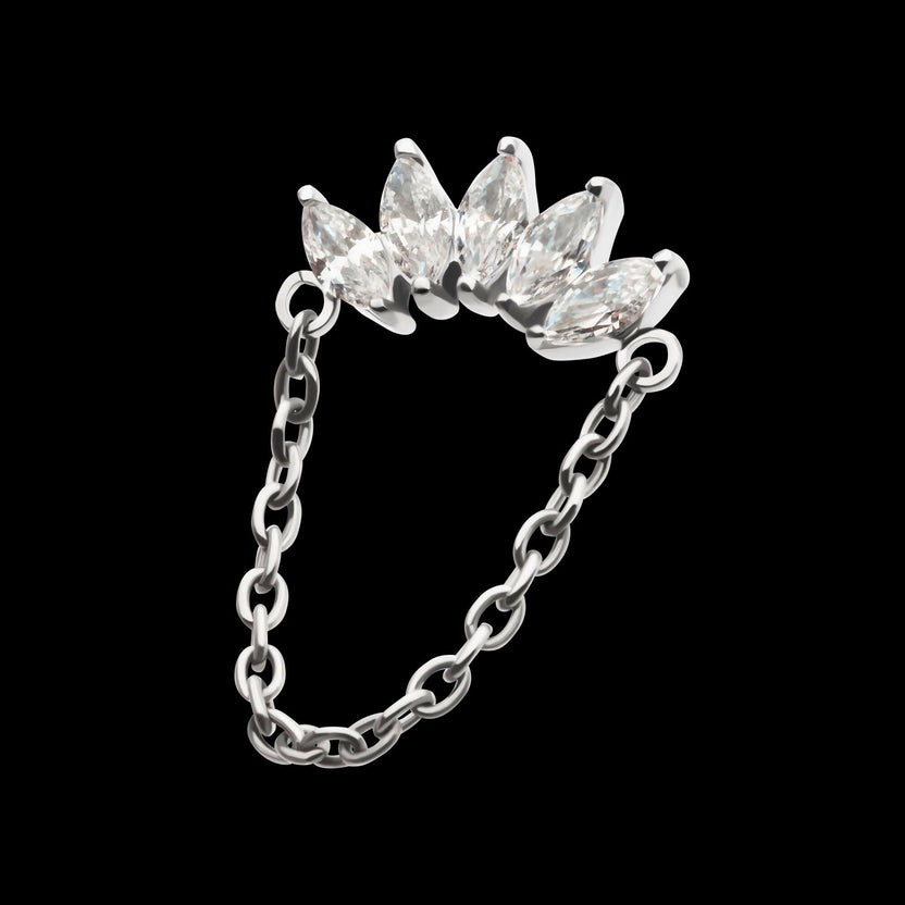 Shop Titanium Threadless 5-Cluster Marquise CZ Top & Chain – Live By ...
